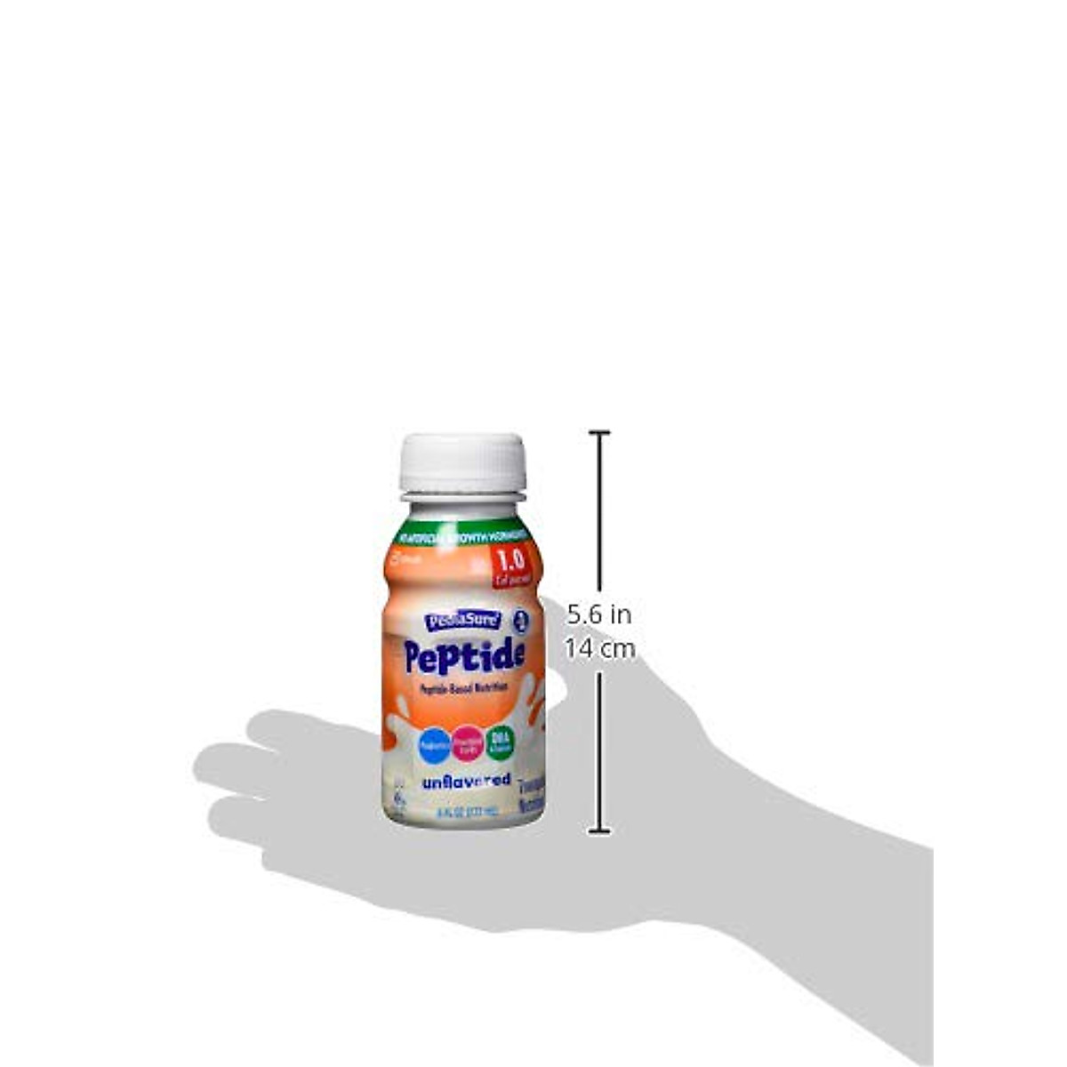 PediaSure Peptide 1.0 Cal, Peptide-Based Formula, Sole-Source Nutrition Drink for Tube Feeding or Oral Nutrition, Unflavored, 8-fl-oz Bottle, Pack of 24