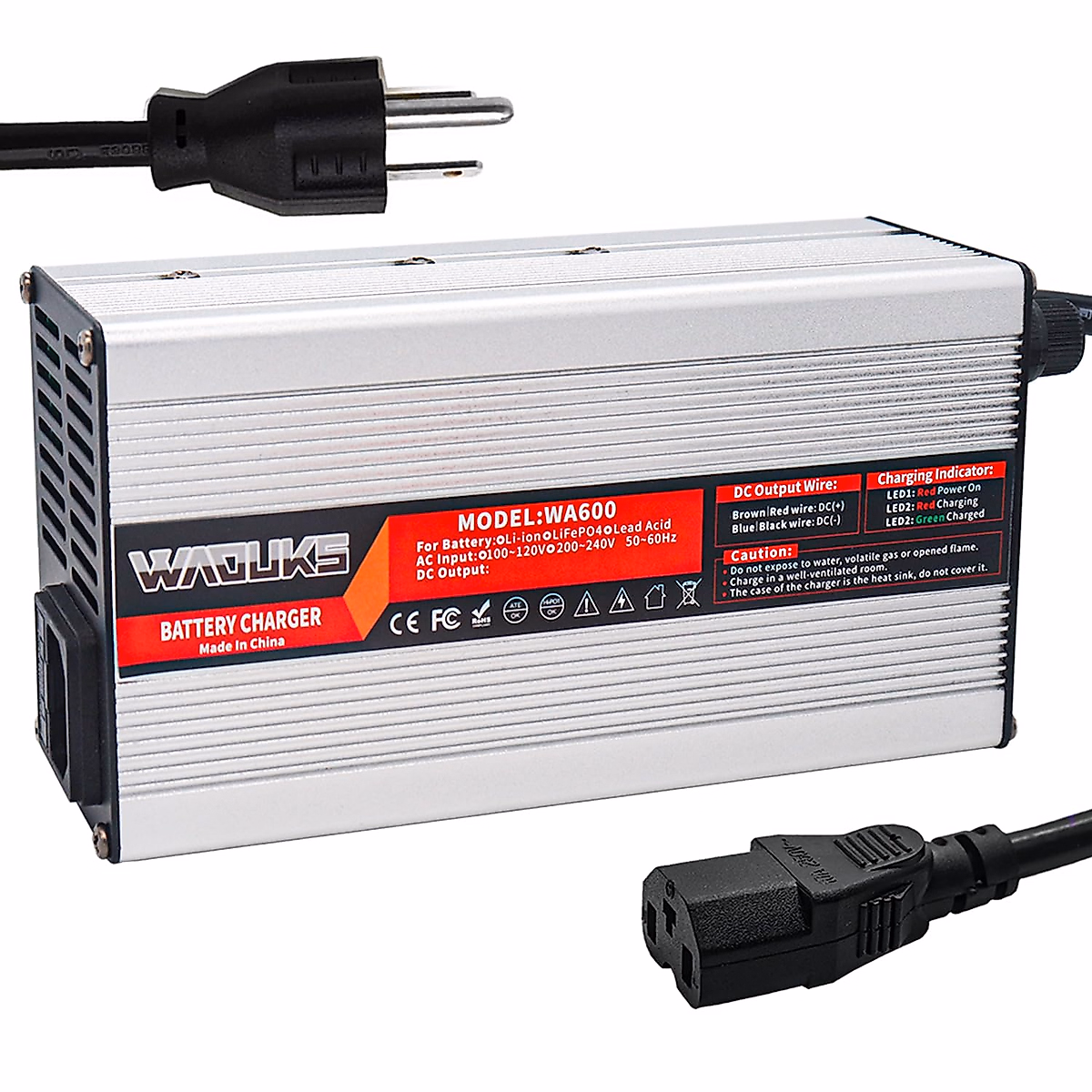 WAOUKS 72V 6A Charger 72V 82.8V Lead Acid Battery Charger DC Plug 3pin C13 N+L- Used for 72V Lead Acid AGM Gel VRLA OPZV Battery Full Charged 72V Smart Charger