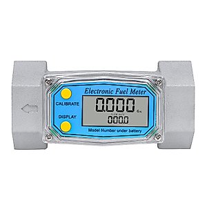 CGOLDENWALL 1.5 Inch Turbine Flow Meter LCD Digital Display Flowmeter with 1.5" Inlet/Outlet, Flowmeter for Diesel Kerosene Gasoline, Flow Rate Range 10-73.5 GPM