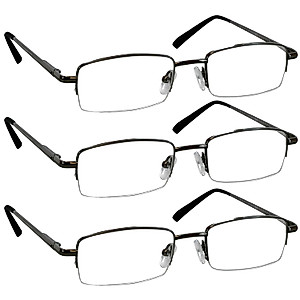 TruVision Readers 3 Pk - Gunmetal Metal Frames and Clear Acrylic Lenses 1.50