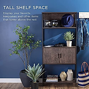 Best Choice Products 4-Tier Bookshelf, Tall Bookcase, Wood Storage Cabinet for Living Room, Bedroom, Entryway, Home Office w/Cabinet, Enclosed Storage, Shelf Space, Metal Sturdy Frame - Dark Walnut