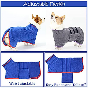 HhiMyOct Dog Drying Coat - Fast Drying Dog Towel Robe - Microfiber Dog Drying Bag Super Absorbent Pet Bathrobe, Adjustable Collar & Belly Strap Fast Drying Coat Pet Dog Cat Bath Robe Towel
