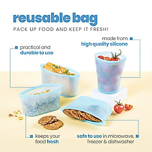 Swedish Home Reusable Storage Bags - Clean Lock Silicone Food Storage For Kitchen - Leak Proof Food Container – Cook And Freeze Friendly (Pack of 3)