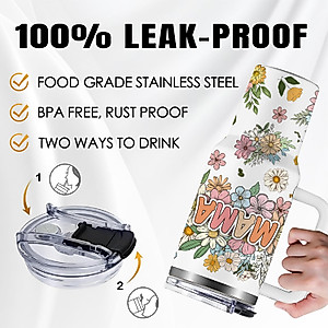 Gifts for Mom, Best Mom Ever Tumbler 40oz with Handle and Straw, Mama/Mom Gifts From Daughter Son, Mom Birthday Gifts, Mothers Day Presents Ideas, Christmas Gifts for Best Mom Ever Mug, Flower