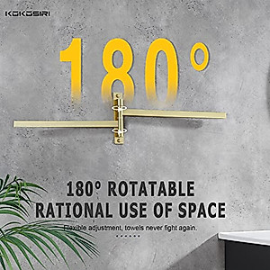 KOKOSIRI Towel Shelf Holder 24'' Bathroom Towel Rack Hand Towel Bar Swing Out Swivel Towel Holder Brushed Gold B6003BG+B5007BG-A2
