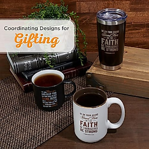 Christian Art Gifts Stainless Steel Double Wall Vacuum Insulated Tumbler 18 oz Brown Travel Mug with Retractable Lid for Women & Men Inspirational Bible Verse - Stand Firm -1 Corinthians 16:13