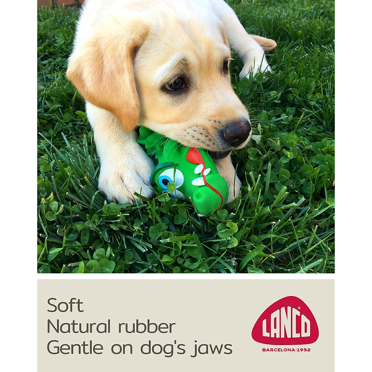 Crocodile Sensory Dog Toy Natural Rubber (Latex), Lead-Free & Chemical-Free, Complies to Same Safety Standards as Children’s Toys, Soft & Squeak