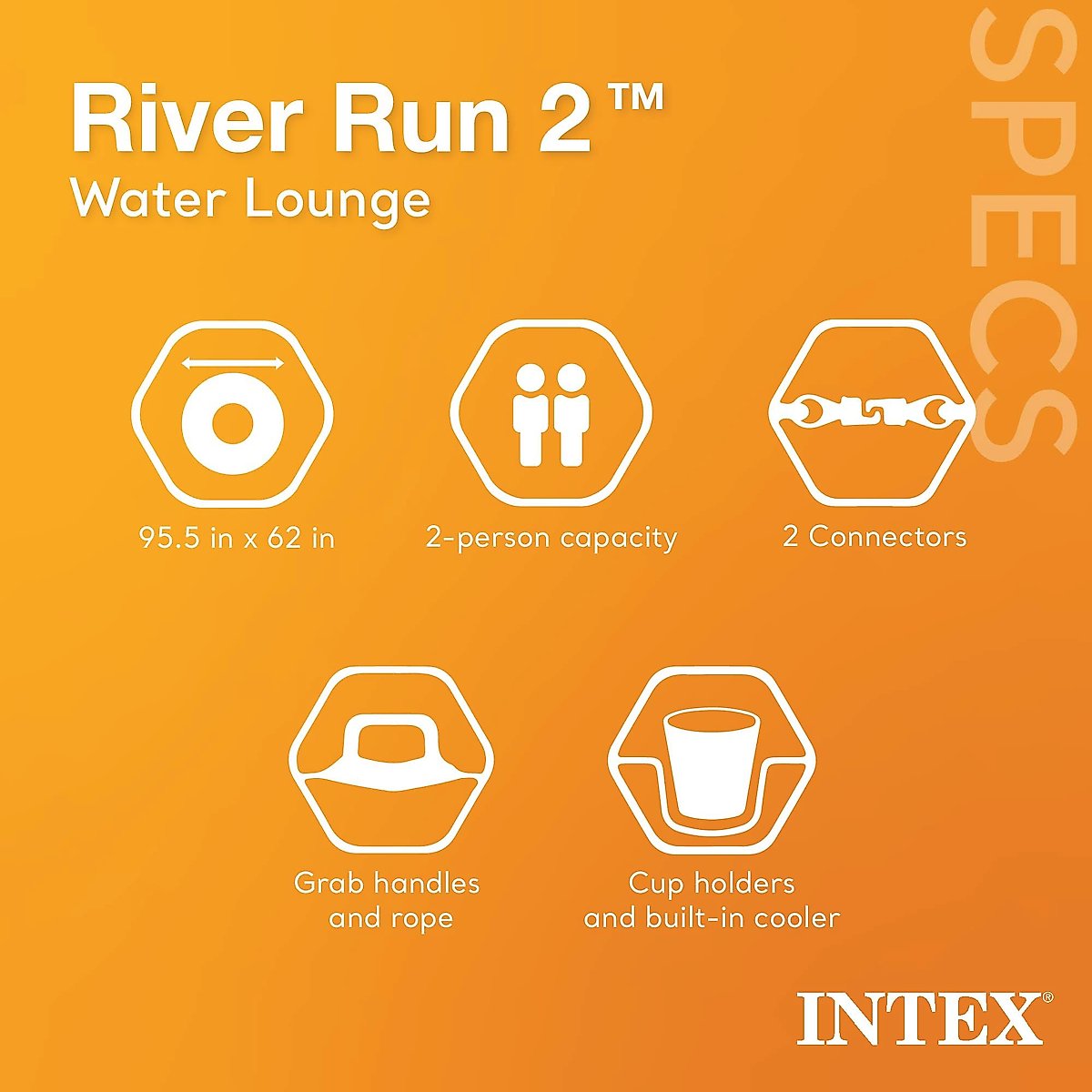 Intex River Run Connect 1 Person Inflatable Water Raft (4 Pack) Bundled with River Run II 2 Person Inflatable Floating Lounge with Cooler