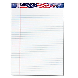 TOPS 75111 American Pride Writing Pad, Legal/Wide, 8 1/2 x 11 3/4, White, 50 Sheets (Pack of 12)