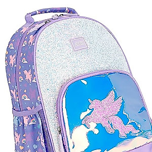 Choco Mocha Unicorn Toddler Backpack for Girls, Kids Preschool Backpack for Toddler Kindergarten Backpack 15 Inch, Glitter Purple