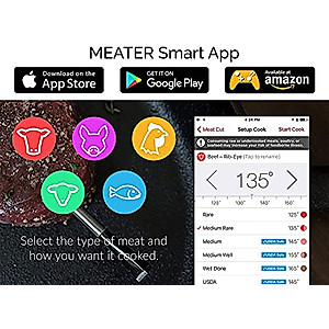 New MEATER+165ft Long Range Smart Wireless Meat Thermometer for the Oven Grill Kitchen BBQ Smoker Rotisserie with Bluetooth and WiFi Digital Connectivity (Meater+ One Scraper)