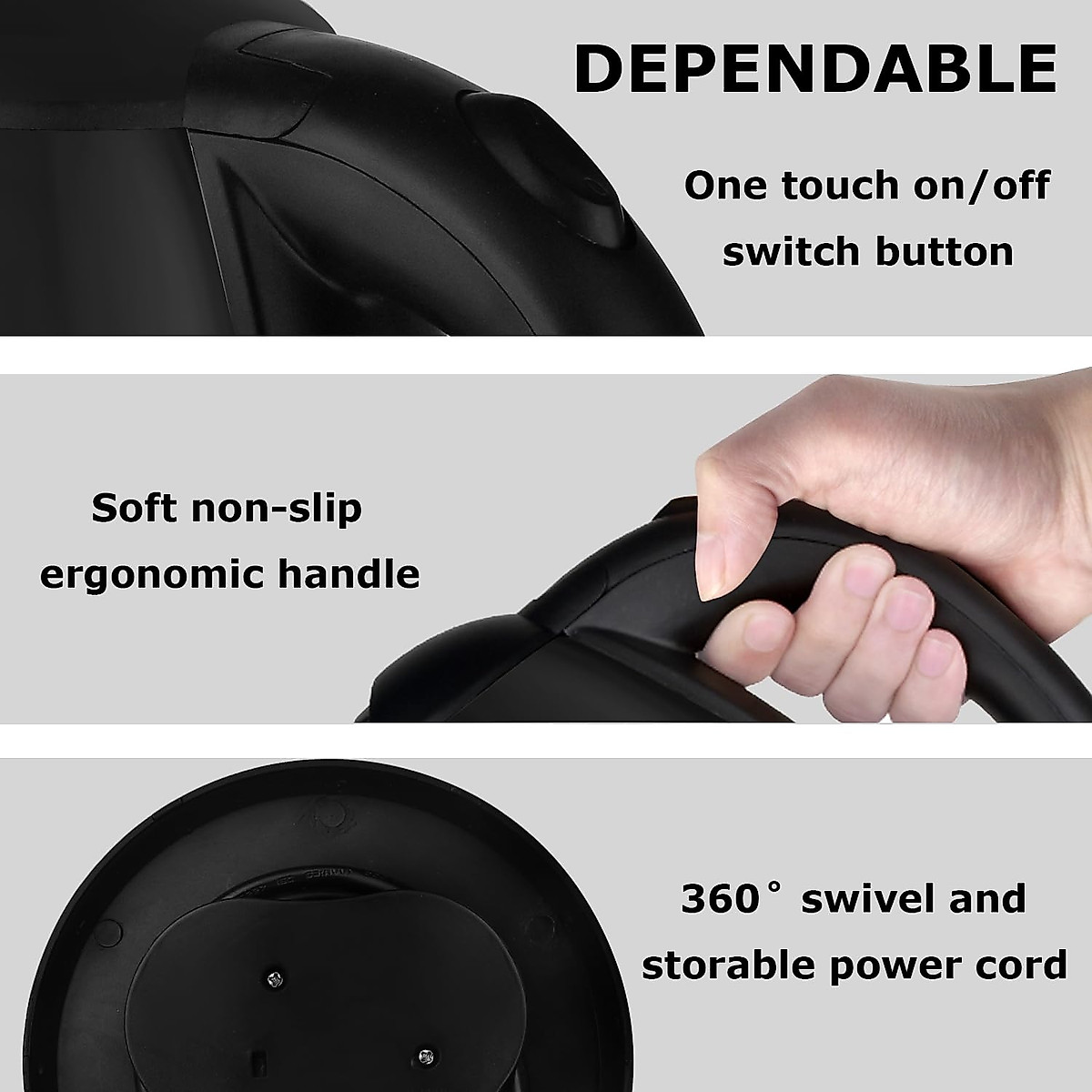 DEZIN Electric Kettle Upgraded, 2L Stainless Steel Tea Kettle, Fast Boil Water Warmer with Auto Shut Off and Boil Dry Protection Tech for Coffee, Tea, Beverages, Black