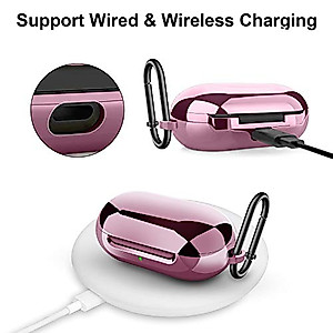 Aiiko Case for Galaxy Buds/Galaxy Buds+Plus 2020,Plated TPU Shockproof Protective Case Cover with Keychain and Carrying Box Accessories Compatible Samsung Galaxy Buds(Support Wireless Charging) (Pink)