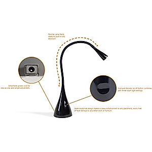 Newhouse Lighting Black Flexible Touch Sensor Switch Energy-Efficient LED Goose Neck Desk Lamp in 3000K Warm White Color Temperature with USB 2.1A Charging Port​​
