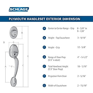 Schlage F58 PLY 716 Plymouth Exterior Handleset with Deadbolt, Aged Bronze (Exterior Half Only)