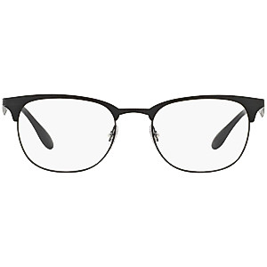 Ray-Ban RX6346 Square Prescription Eyeglass Frames, Matte Black On Black/Demo Lens, 52 mm