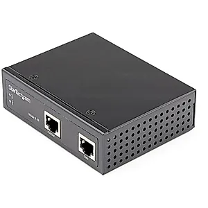 StarTech.com Industrial Gigabit Ethernet PoE Injector - 30W 802.3at PoE+ Midspan 48V-56VDC DIN Rail Power Over Ethernet Injector Adapter - -40C to +75C Cameras/Sensors/WiFi Access, TAA (POEINJ30W)