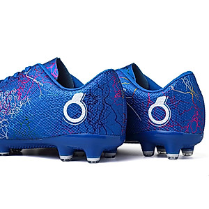 Beyondjuff Boys' Soccer Shoes Kids Firm Ground Soccer Cleats Girls Turf Shoes Outdoor Trainning Shoes Football Shoes Blue Big Kid 6US