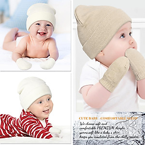 Baby Beanie Hat Gloves Set, Kids Winter Warm Knit Hat with glvoes,Toddler Soft Beanie for Little Boys Little Girls Children