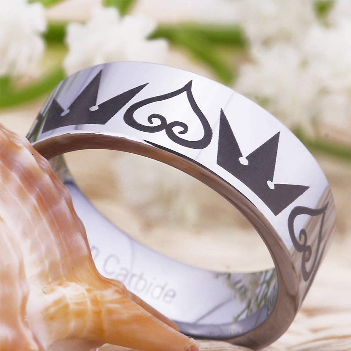 CLOUD DANCER Cosplay Jewelry 8mm Silver Pipe Kingdom Hearts & Crowns Design Ring Wedding Ring Engagement Ring-Free Inside Engraving (11)