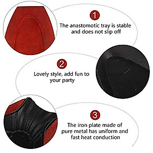 Angoily Small Cast Iron Skillet with Wooden Base, Creative Fish-Shaped Japanese Steak Plate Set for Restaurant Kitchen Cooking Pan Grilling Meats (12.18 X 5.5 X 0.98 inch)