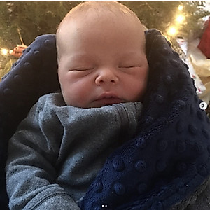 MEG ORIGINAL Navy Blue & Baby Blue Minky Dot Baby Boy Blanket