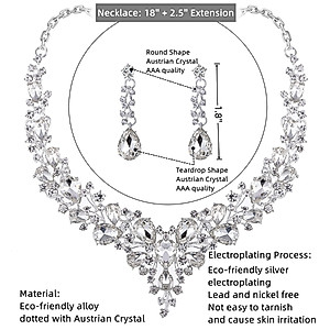 Paxuan Crystal Rhinestone Women Jewelry Sets for Wedding Bridal Party Bridesmaids Crystal Necklace Earrings Bracelets Rings Jewelry Set for Mother’s Day