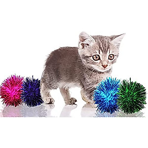 Hulless 20 Pcs 2 Inch Cat Sparkle Balls Toy Interactive Balls for Kittens Exercise and Cats Play and Chase