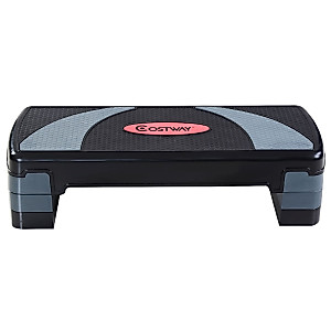 COSTWAY Fitness 31'' Adjustable Aerobic Stepper, Fitness Platform with Non-Slip Surface, Exercise Stepper with 4"-6"-8" Risers, PP Material Workout Equipment for Gym, Home and Office