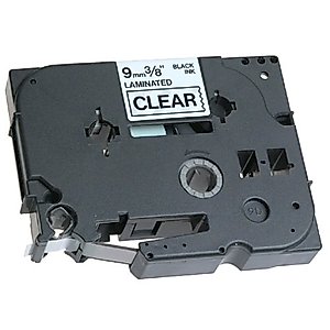 Brother 3/8 Inch x 26.2 Feet Black on Clear for P-Touch (TZ121)