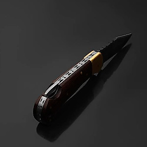 Shokunin USA - ExtremeCut - 7.1in Folding Knife - w/ 3.1in Clip Point Blade - Exotic Wenge Wood Handle for Outdoor, Tactical, Survival and EDC - Personalized Gifts (Knife with Personalization)