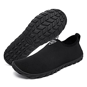 Racqua Men&Women Aqua Socks for Hiking Surf Diving Sport Quick-Dry Water Shoes Breathable Pool Beach Swim Shoes Black 14W/13M
