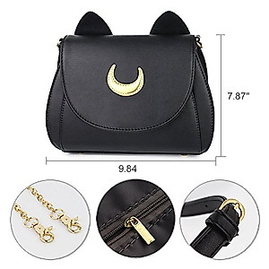 Moon Luna Cat Purses Pu Leather Gothic Purse Cosplay Moon Sailor Bag Handbags Shoulder Bags