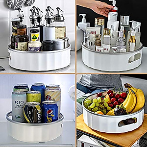 Lazy Susan 2 Pack, Upgraded 360° Turntable Storage Containers Organizer Non-Slip Spice Rack Organizer for Kitchen Cabinet Bathroom Pantry Fridge Cupboard - 12'' and 9''