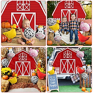 Haooryx 14pcs Farm Theme Trunk Or Treat Decoration Banner Balloon For Cars, Suvs, Red Farmhouse Car Trunk Banner Animal Ballon Halloween Trunk Or Treat Car Banner Balloon Arch Home Party Supply