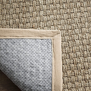 SAFAVIEH Natural Fiber Collection Area Rug - 9' x 12', Natural & Beige, Border Basketweave Seagrass Design, Easy Care, Ideal for High Traffic Areas in Living Room, Bedroom (NF114A)
