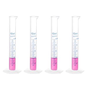 uxcell Plastic Graduated Cylinder, 10ml Measuring Cylinder, Science Test Tube Beakers, 2-Sided Metric Marking, Clear Hex Base for Lab Home 4Pcs