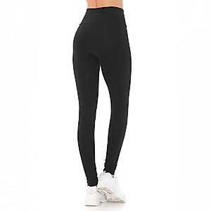 Little Vintage Girls LVGS Women's High Waisted Leggings with Fold Over Waistband Full Length Stretchable Black