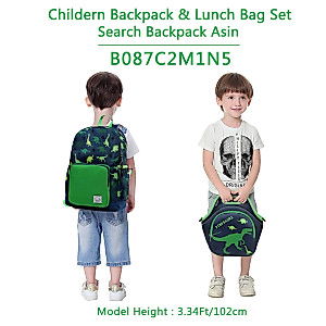 VASCHY Lunch Bag for Kids, Insulated Neoprene Lightweight Lunch Box Bag for Children Boys and Girls School Daycare Kindergarten Dinosaur