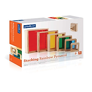 Guidecraft Stacking Rainbow Pyramid: Kids Colorful Learning and Educational Toy