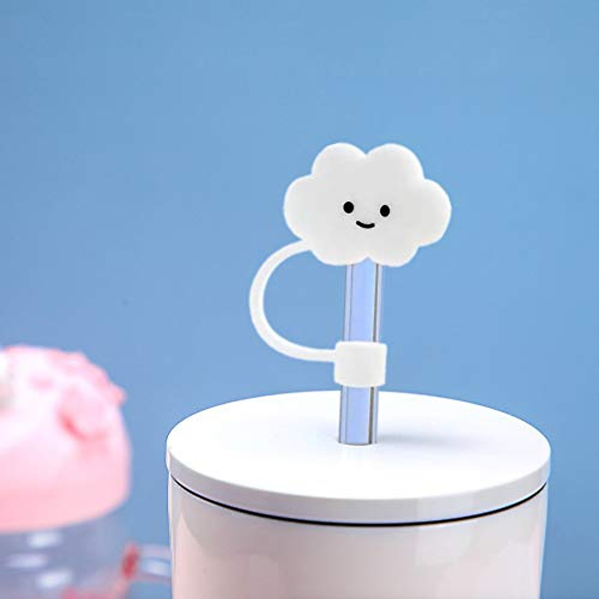 VALICLUD Drinking Cap Cute Silicone Straw Plug 1pc Cloud Straw Dust Plug White Aldult Plug Cover Straw Covers Cap Silicone Drinking Straws