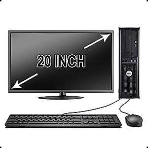 DELL Optiplex with 20-Inch Monitor (Core 2 Duo 3.0Ghz, 8GB RAM, 1TB HDD, Windows 10 Professional), Black (Renewed)']
