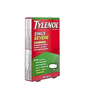 Tylenol Sinus Severe Daytime Caplets with Acetaminophen, Guaifenesin & Phenylephrine HCl, 24 ct