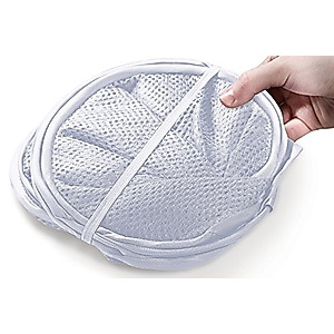 Popup Laundry Basket, Two Compartments - Durable Mesh Material, Folds for Storage, Easy Carry Handles. Folding Pop-Up Laundry Basket Bins are Great for College Dorm Laundry Room or Travel. (White)