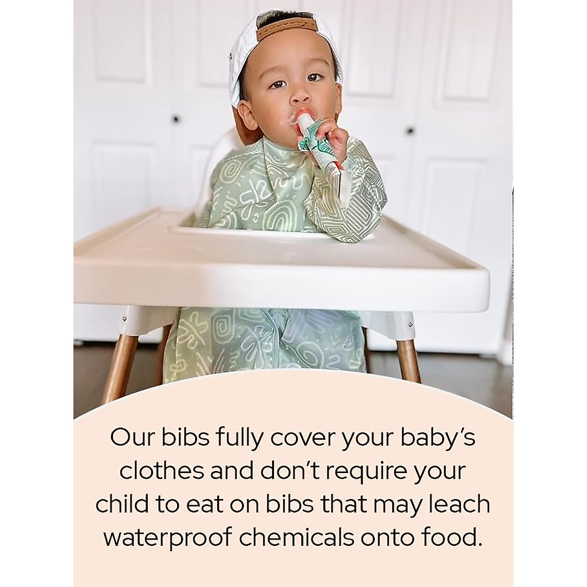 Bibbrella Baby Led Weaning Bibs with Adjustable Backing | Baby Smock Bib for Boys and Girls | 6m-3y Baby Bibs, Abstract Art