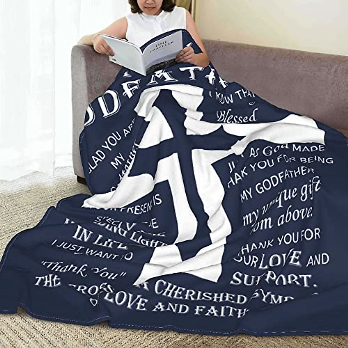 BLOOM SOMEWHERE to My Godfather from Godchild Christian Gifts for Godfather Proposal Gift for Easter Day Thanksgiving Day ChristmasBed Flannel Fleece Plush Blankets,50x60in