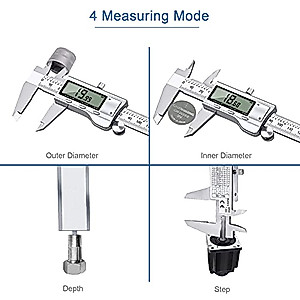 Digital Caliper Micrometer, REEXBON 6 Inch Caliper Measuring Tool, Inch/mm/Fractions Conversion, Stainless Steel Precise Vernier Calipers with Extra-Large LCD Screen