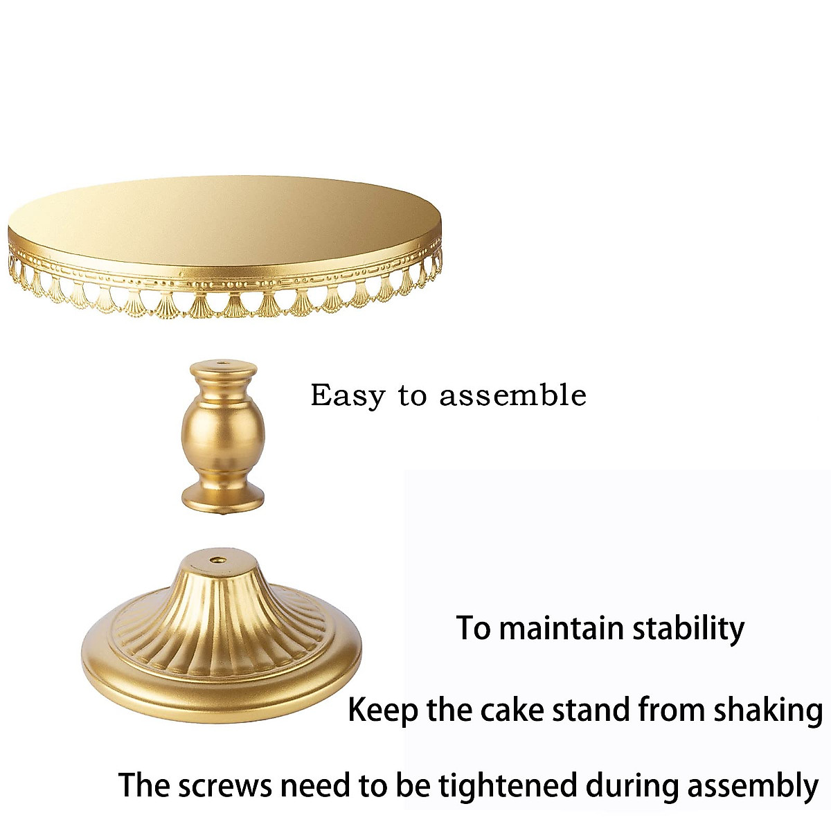 Capesaro Gold Cake Stand,12 Inches Round Cupcake Stands Metal Cake Display Stand for Wedding Brithday Celebration Baby Shower