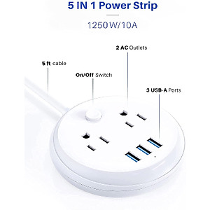 Surge Protector Tower 12 AC Outlets 6 USB Ports + Small Power Strip 2 AC Outlets 3 USBs
