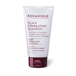 Keranique Keratin Shampoo for Dry Thinning Hair Sulfates/Parabens Free, formulated to stimulate scalp to nourish/rejuvenate hair follicles for healthy Thicker Fuller Hair, 4.5 OZ